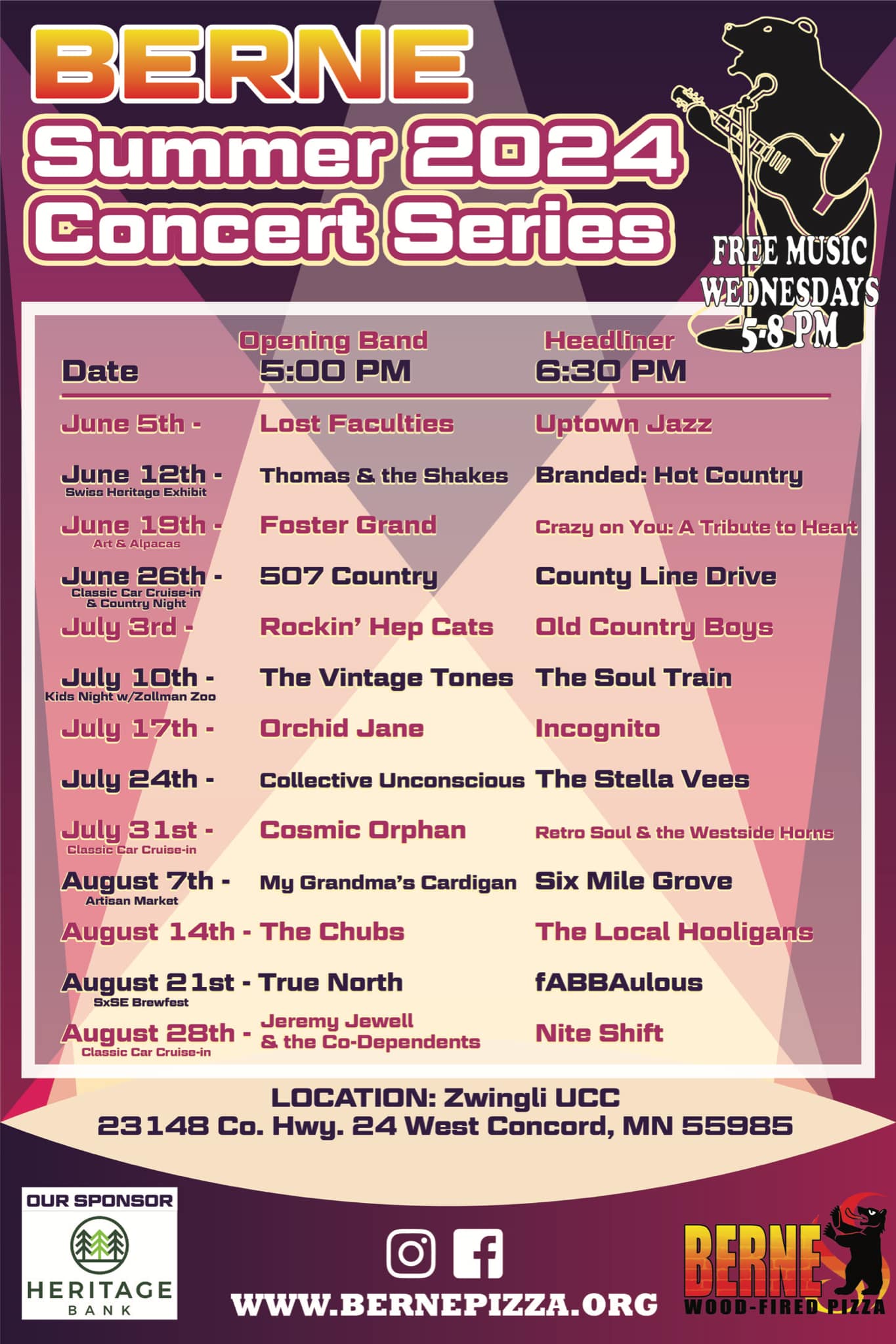 Berne Wood Fired Pizza and Summer Concert | West Concord, MN